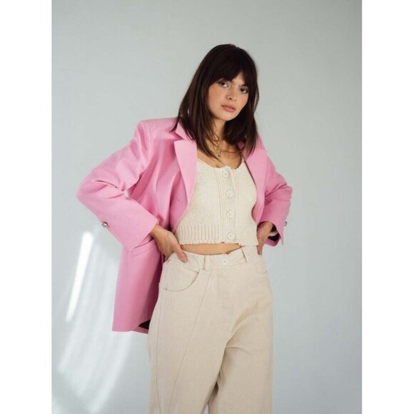 Ganni | Jackets & Coats | Ganni Cotton Suiting Oversized Blazer Lilac ...